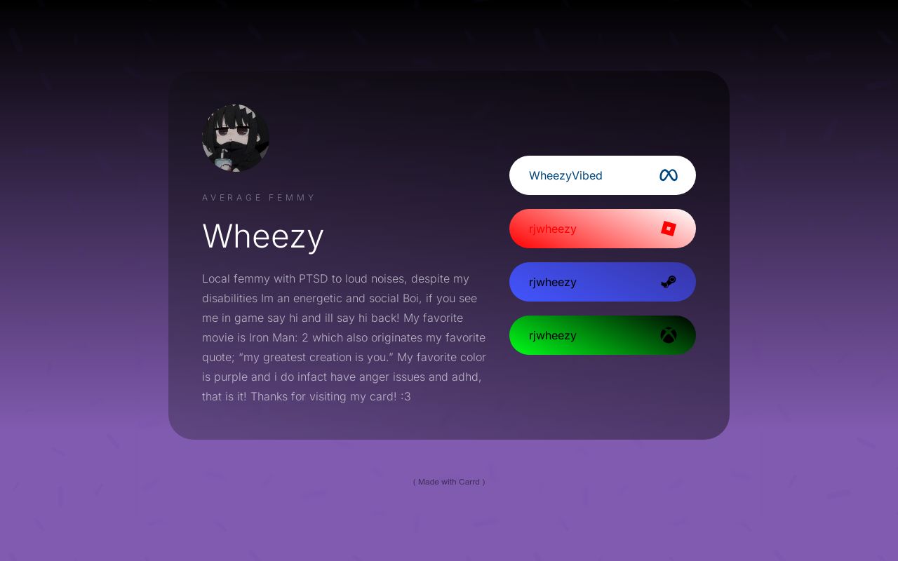 Card for discord profile